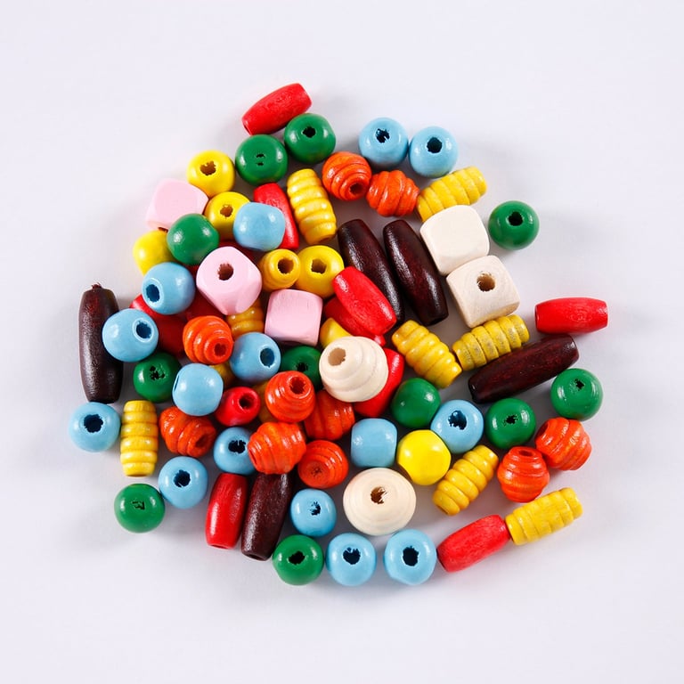 Sachet de perles multicolores en bois - Créalia - Perles pour enfant ...