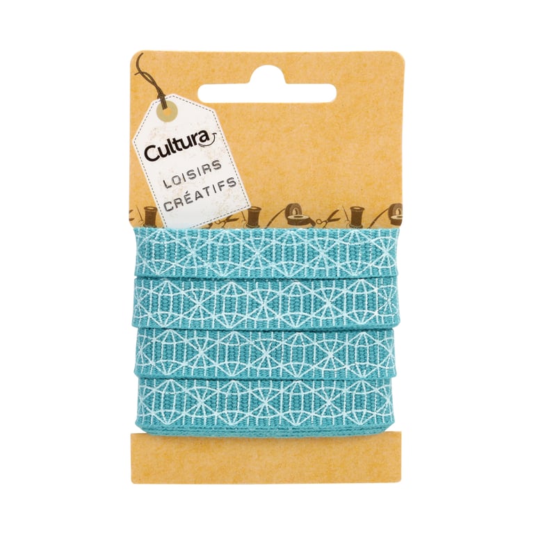 Ruban en coton - 4mx1cm - Bleu - Cultura Collection - Green - Rubans ...