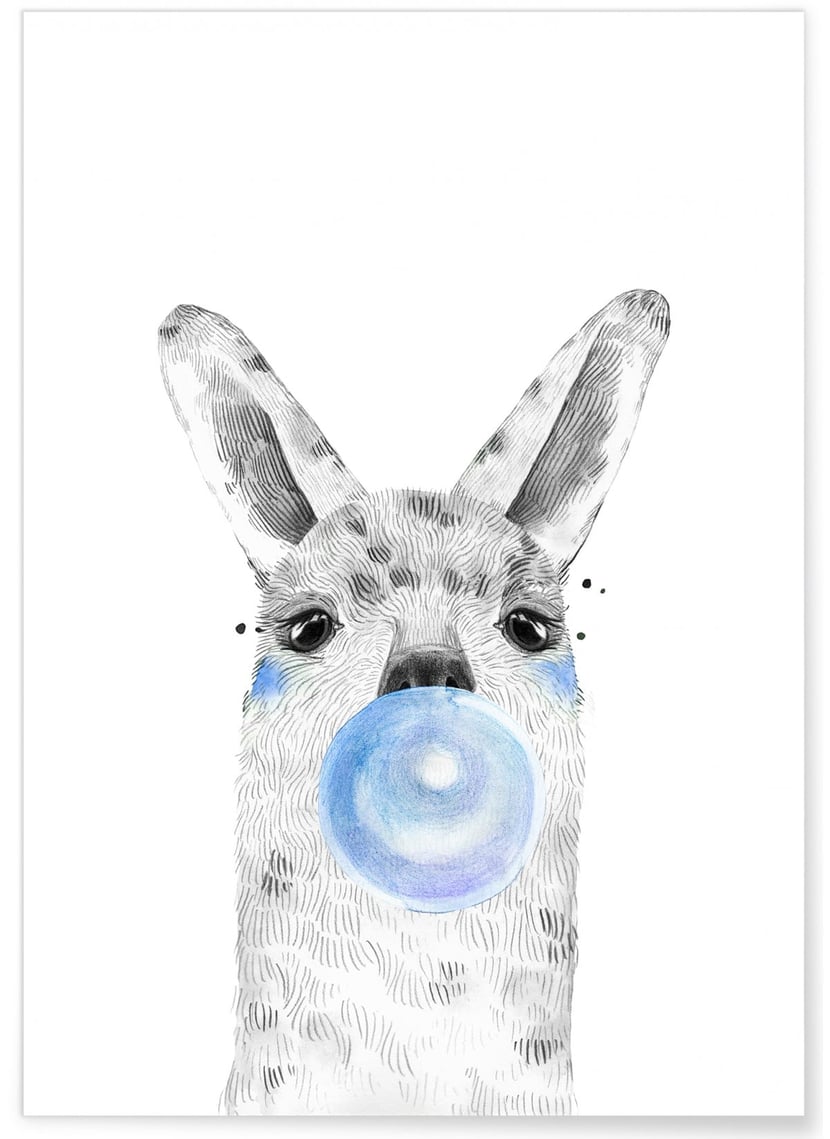 Poster Bulle d'Alpaga Bleue | A3 : 29,7x42cm- Imagerie Murale ...