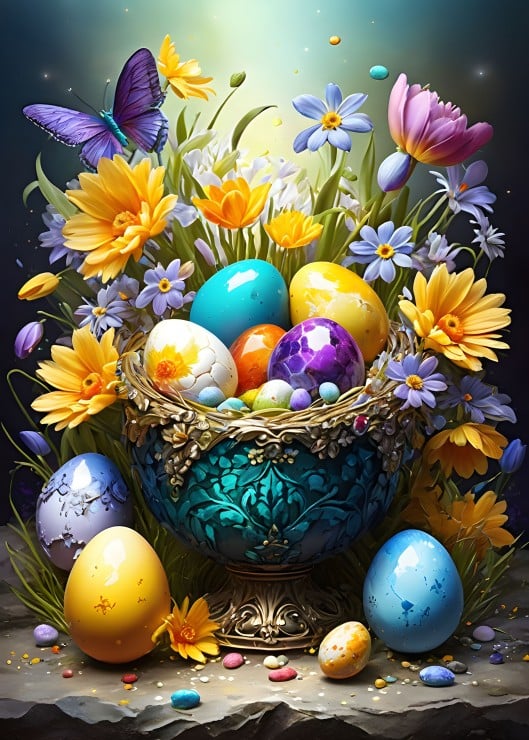 Puzzle 500 pièces - Oeufs de Pâques et Fleurs - Bluebird Puzzle | Cultura