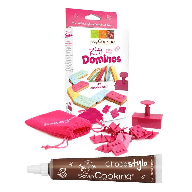 Kit Dominos pour biscuits et pâte à sucre + 1 Stylo chocolat- Moules à ...