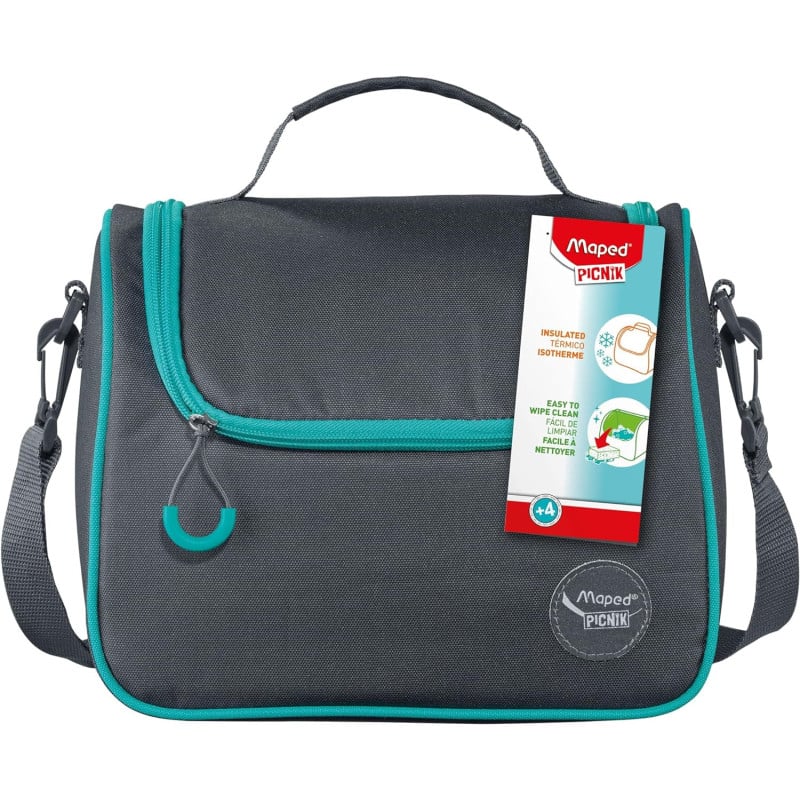 Sac à déjeuner et goûter - Isotherme - Bleu/Gris - Avec bandoulière ...