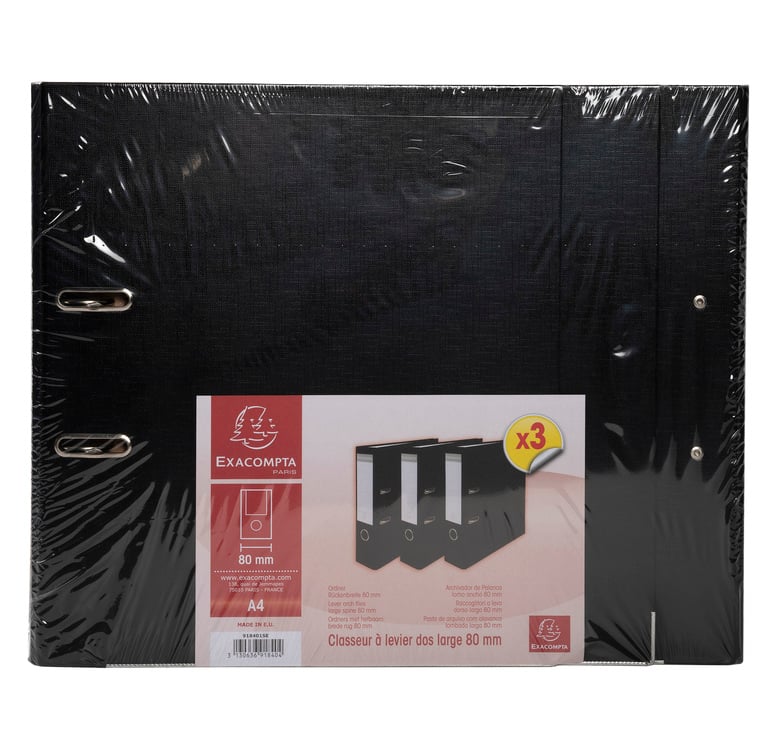 Lot de 3 classeurs à levier - dos de 80mm - format à classer A4 ...