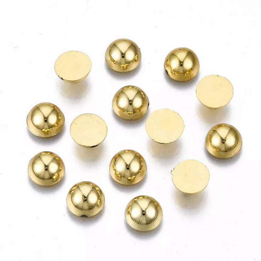 50 PERLES CABOCHON Rond Doré Or Acrylique à coller 10 mm - Creation Diy ...