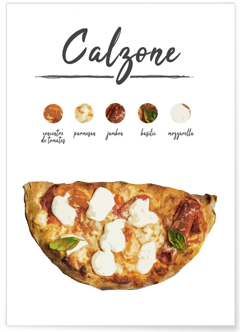 Affiche Pizza Calzone | A3 : 29,7x42cm- Imagerie Murale - Encadrement ...