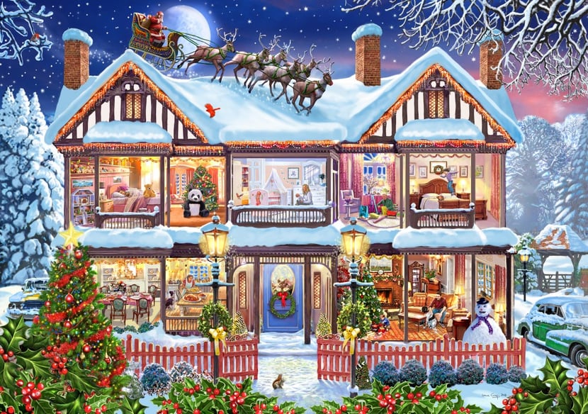 Puzzle 2000 pièces - Maison à Noël - Bluebird Puzzle | Cultura