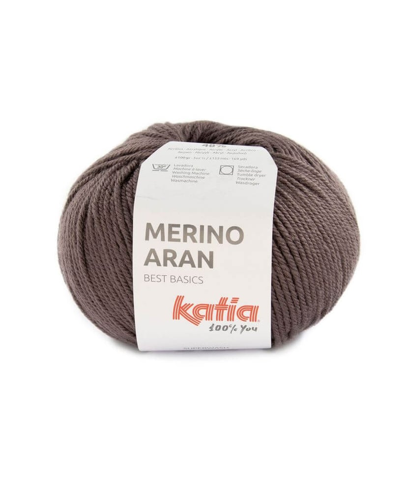 Pelote de laine à tricoter MERINO ARAN - Katia 94 Gris- Fil à tricoter ...