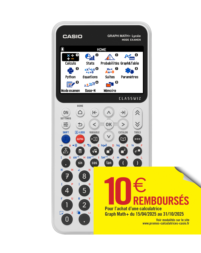 Calculatrice graphique Casio - Lycée - Math+ - Blanc - Calculatrices ...