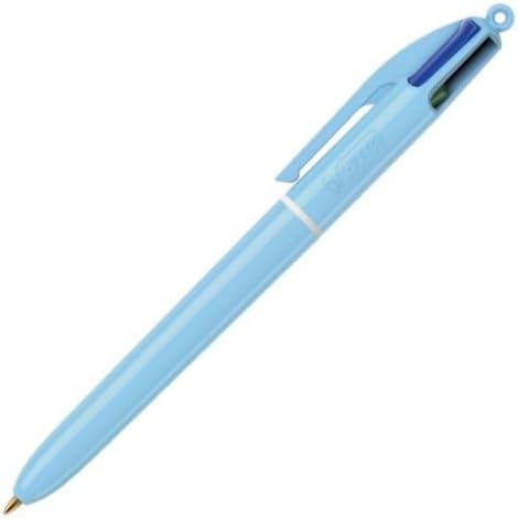 Stylo bille 4 couleurs BIC - Pastel bleu - Bleu, rouge, vert, noir ...