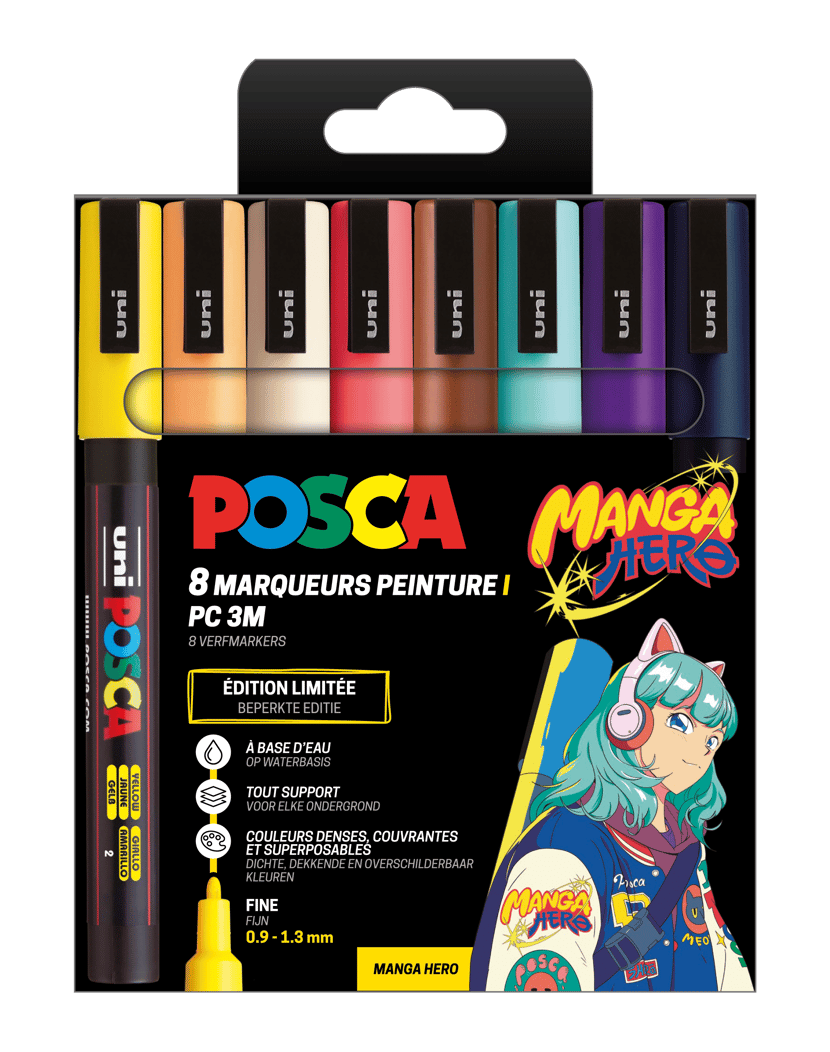 Set de 8 marqueurs - Posca - Edition Manga - Pointe fine- Les Marqueurs ...