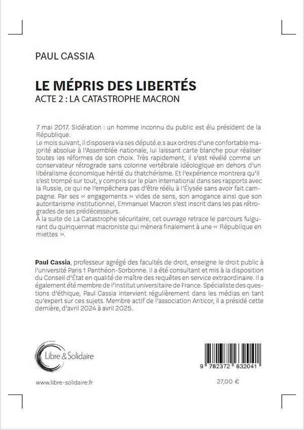 Le mepris des libertes acte 2 - la catastrophe macron- Livre Sociologie ...