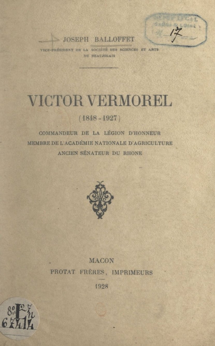 Victor Vermorel (1848-1927) - Commandeur de la Légion d'honneur, membre ...