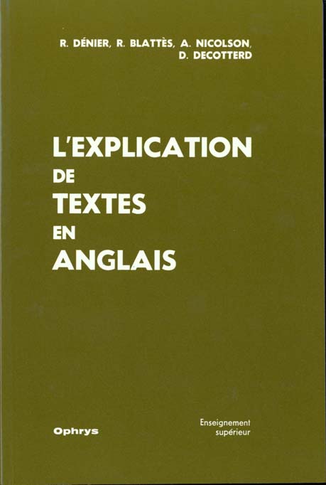 L'explication de textes en anglais - enseignement superieur ...