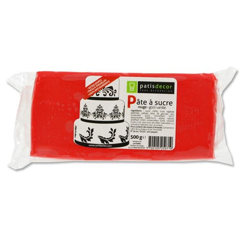 Pâte à sucre Patisdécor - Rouge - 500 g - Pâte à sucre - Pâtisserie ...