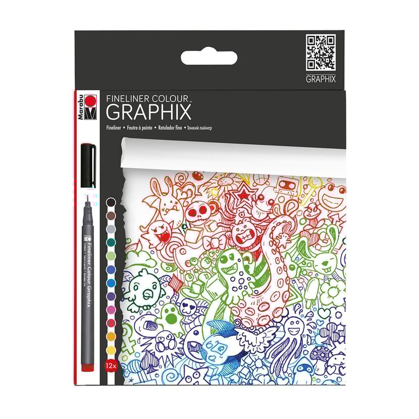 Set 12 feutres Fineliner Graphix - Doodle Suprême - Sets et Coffrets de Feutres Arts Graphiques ...