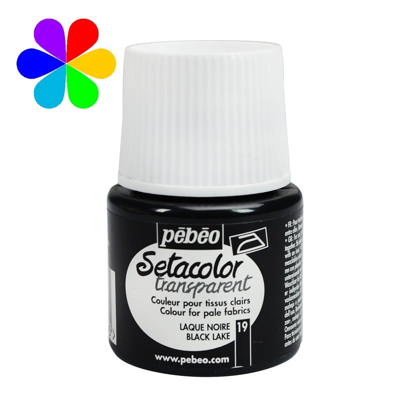 Pot 45 ml peinture tissu Pébéo Setacolor Daim - Noir - Transparent ...