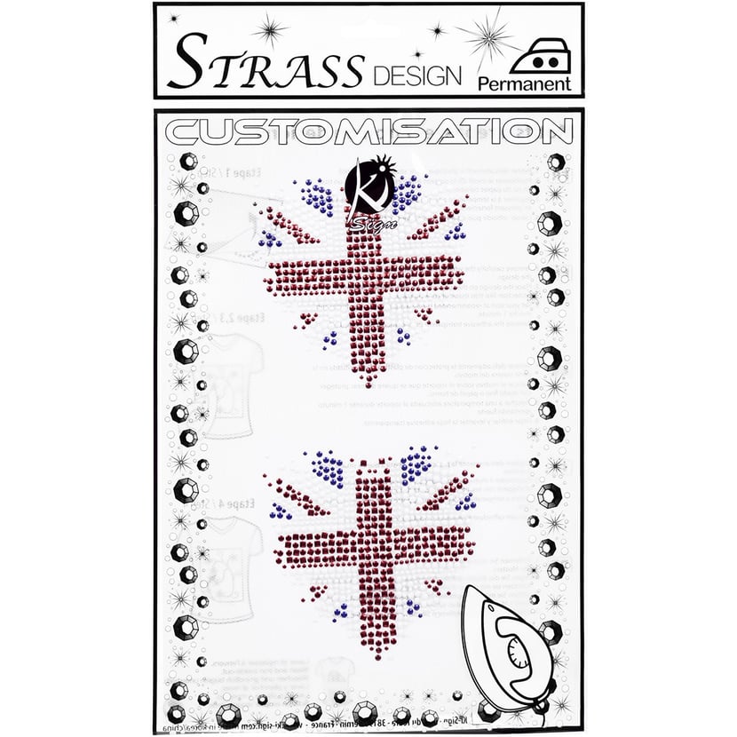 Motif strass - Métal - Cœur uk rouge - KI Sign - Thermocollant ...